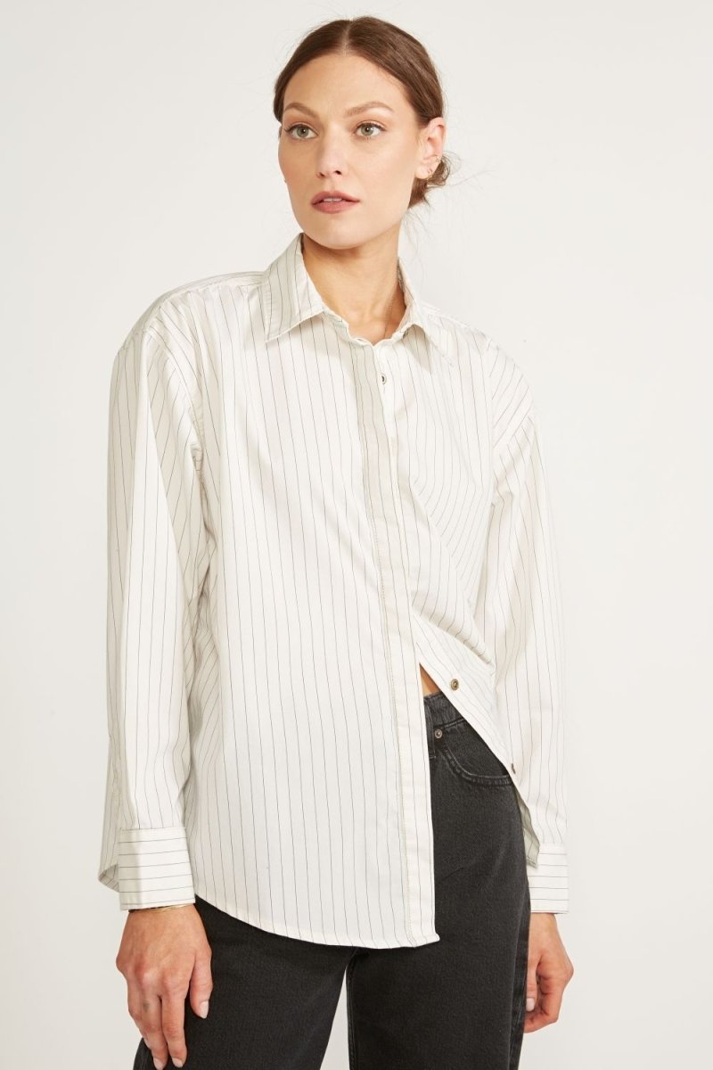 Joni Classic Shirt in Black White Stripe – Veneka