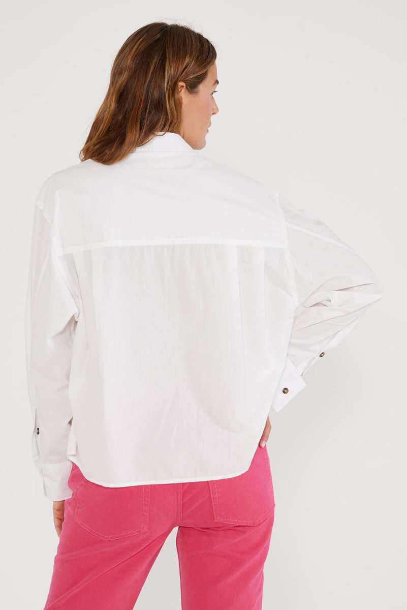 Oceane Pleated Shirt in Cloud White – Veneka