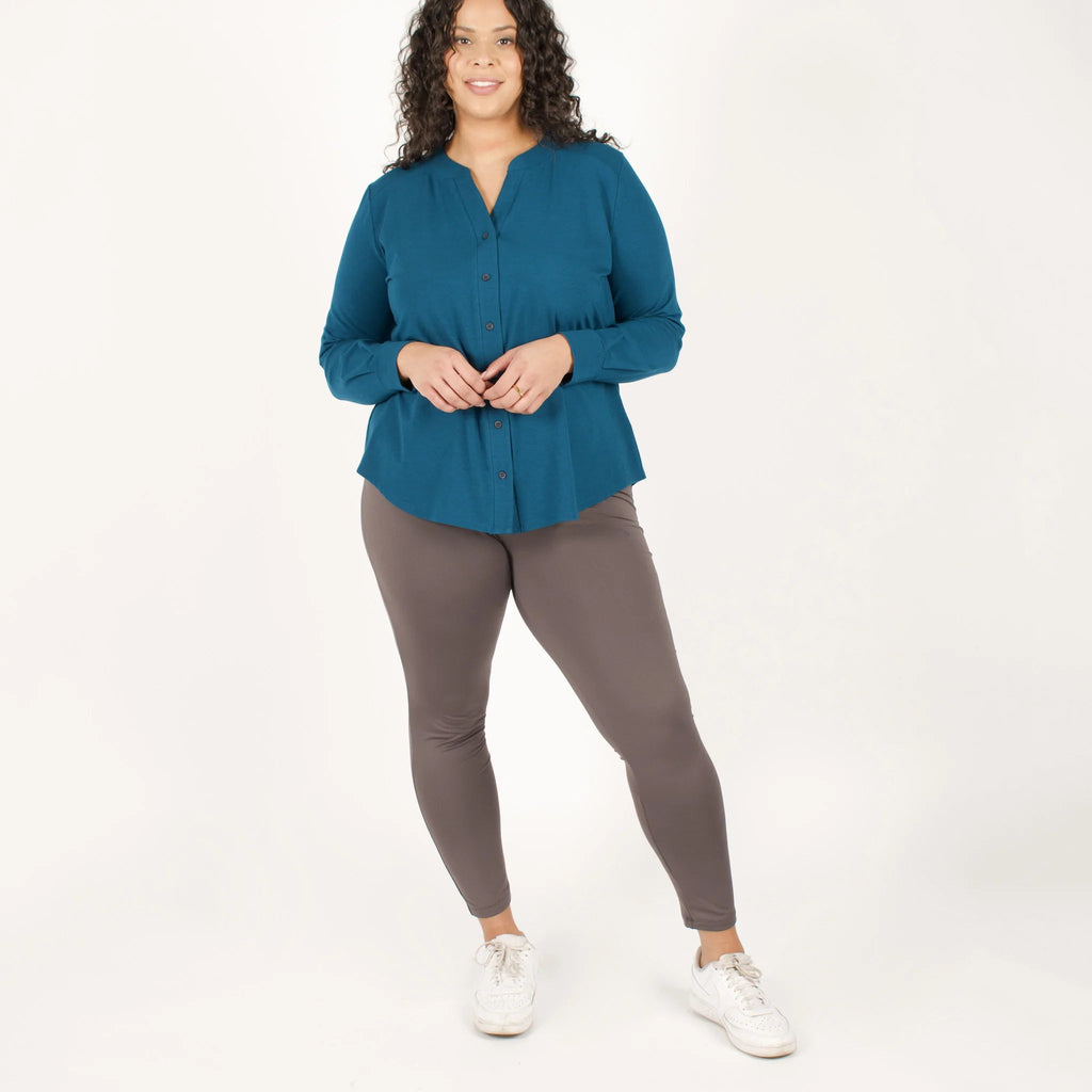 The Comfy Button-Up Shirt in Sapphire – Veneka